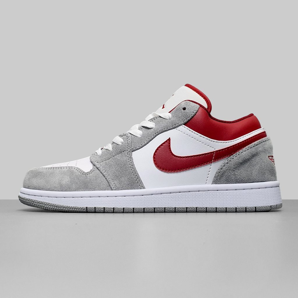 NIKE JORDAN LOW LIGHT SMOKE GREY GYM RED - TeemoSneaker